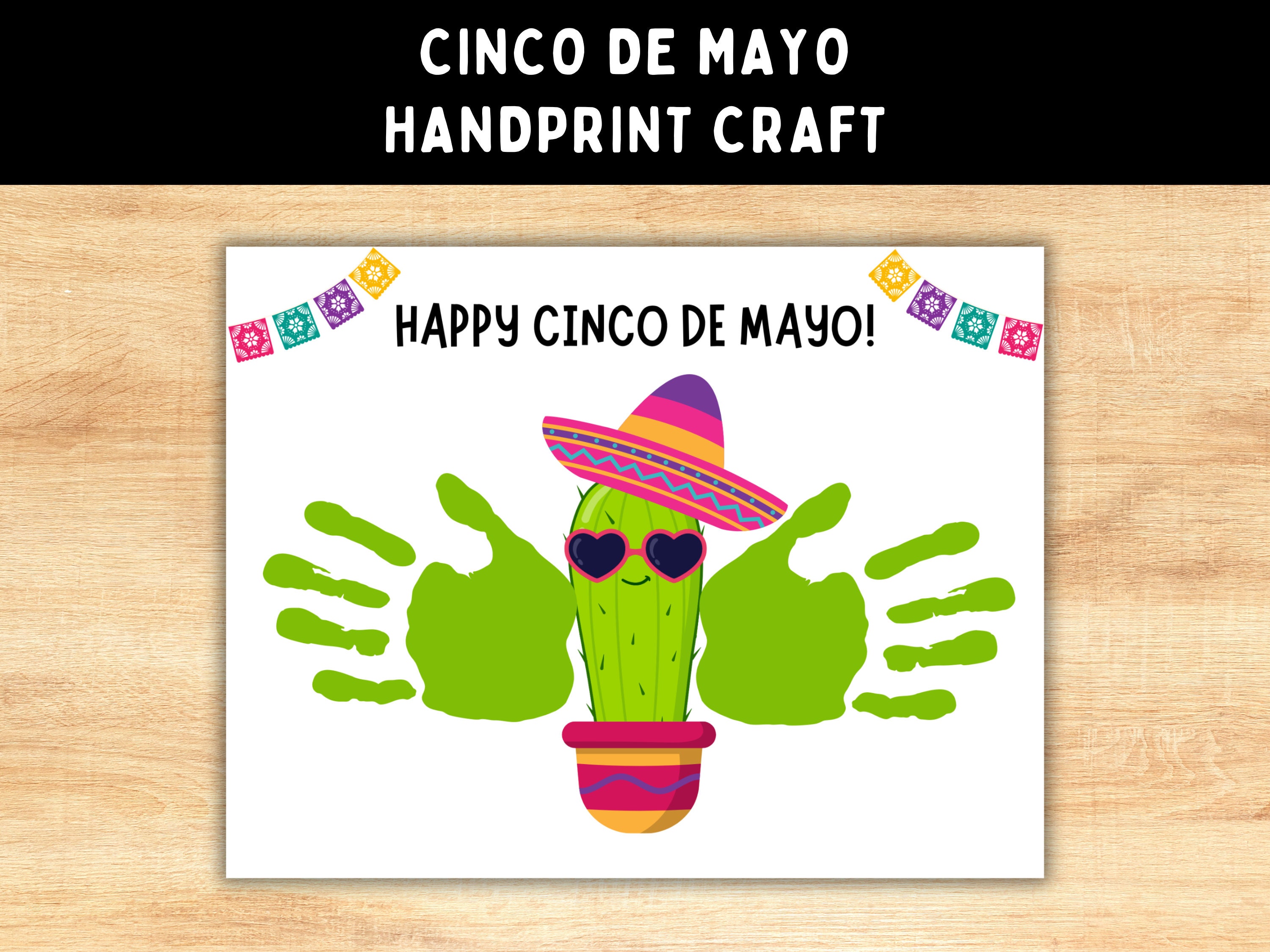 Cinco De Mayo Cactus Handprint Craft Printable DIY Art Activity for ...