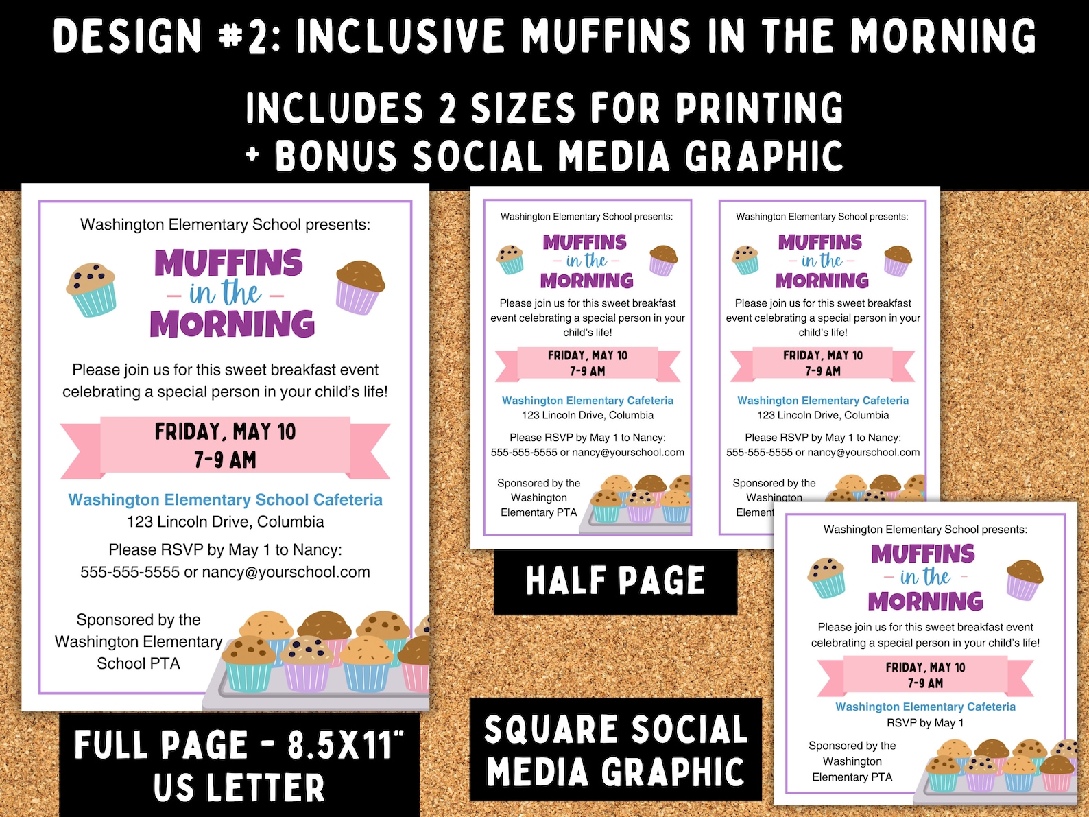 Muffins With Mom / Muffins in the Morning - Editable Canva Template for ...