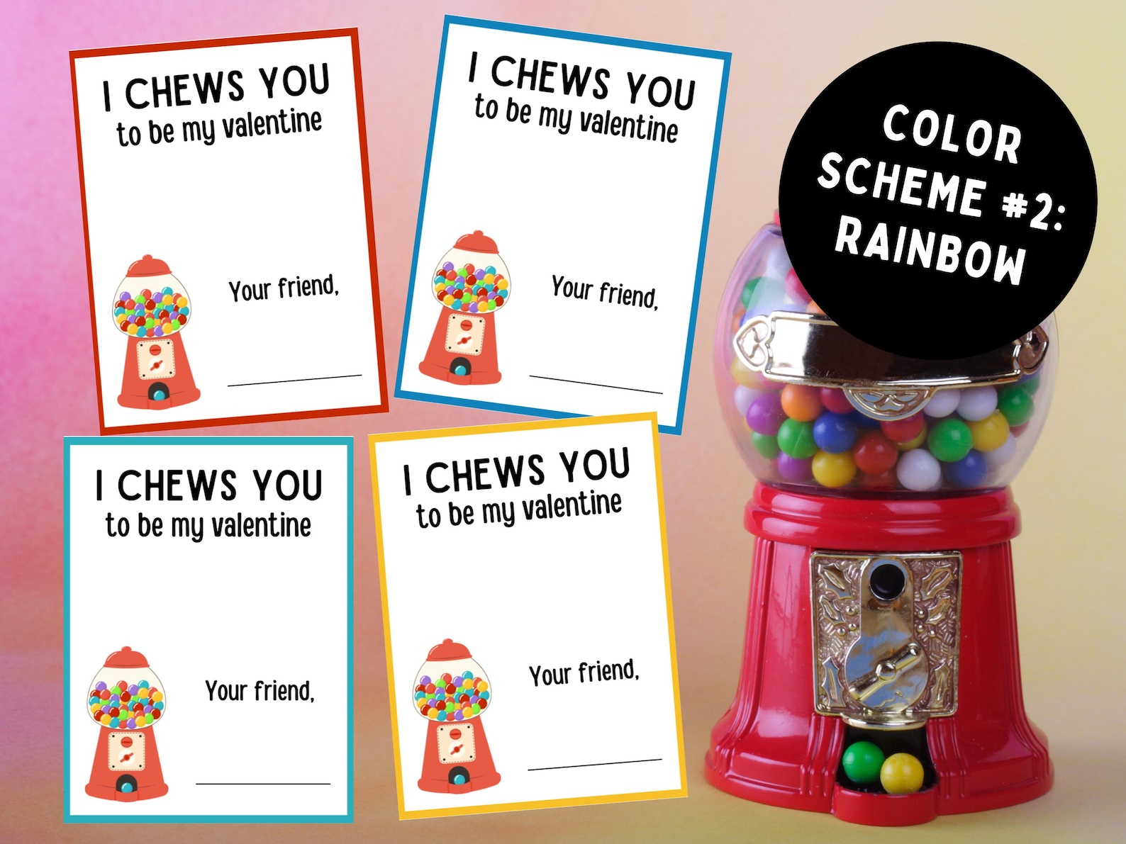 I Chews You Classroom Valentine Cards to Pair With Bubble Gum or Candy ...