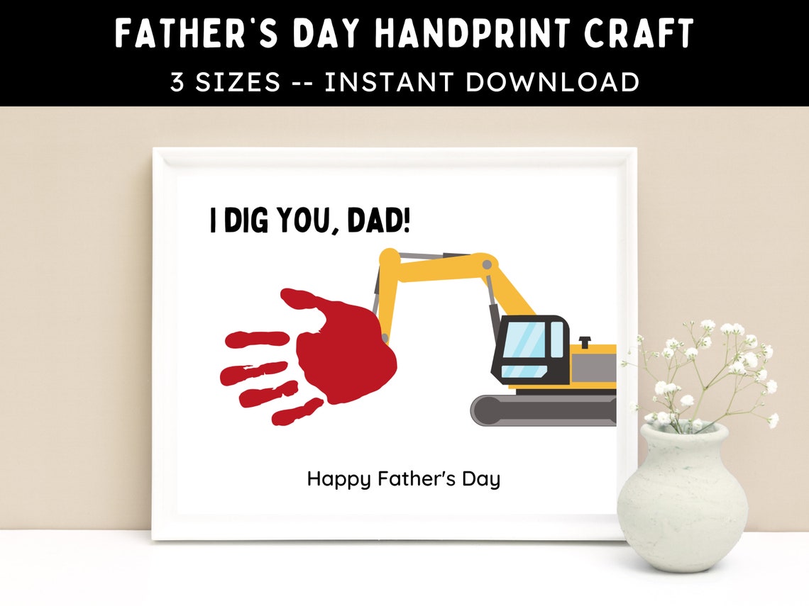 Father's Day Construction Truck Handprint Craft Printable DIY Handprint ...