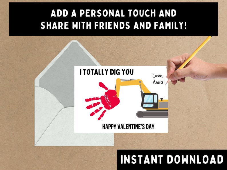 Valentine's Day Construction Truck Handprint Craft Printable DIY ...