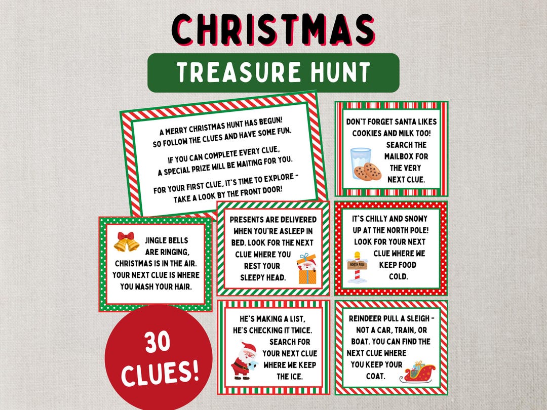 Christmas Treasure Hunt -- Festive Scavenger Hunt for Kids & Family ...