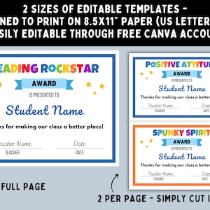 Editable Classroom Awards -- Customizable End of Year Student ...