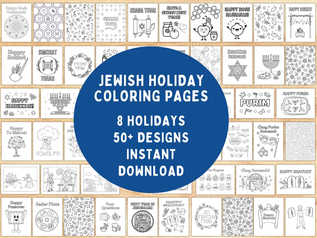 50+ Jewish Holiday Coloring Pages -- Printable Craft Activities for ...