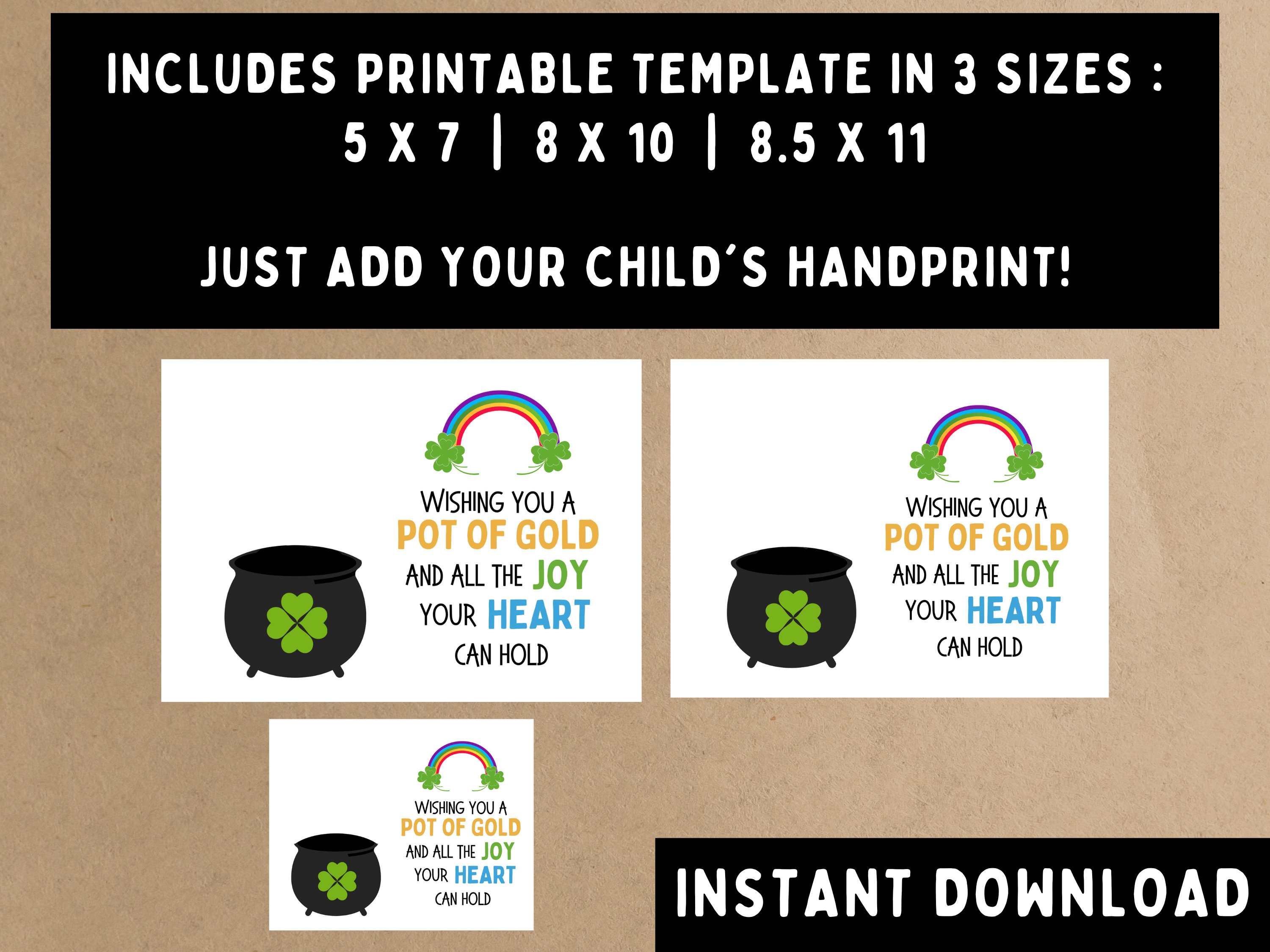 St. Patrick's Day Pot of Gold Handprint Craft Printable DIY St. Patrick ...