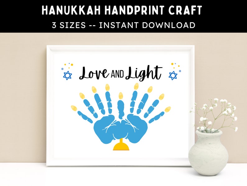 Menorah Handprint Craft -- Printable Hanukkah Handprint Activity -- DIY ...