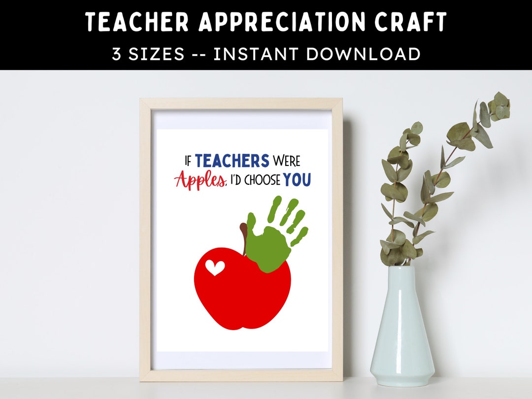 Teacher Appreciation Apple Handprint Craft -- Printable DIY Art ...