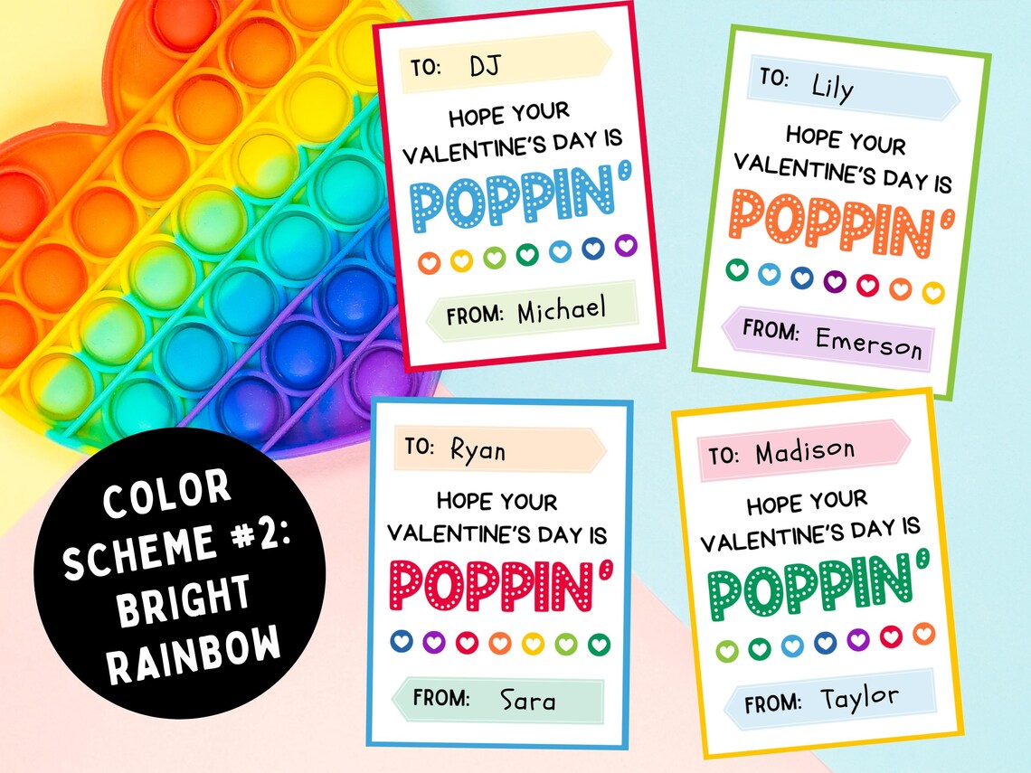 Classroom Valentine Cards -- Perfect to Pair With Pop Its & Fidget Toys ...
