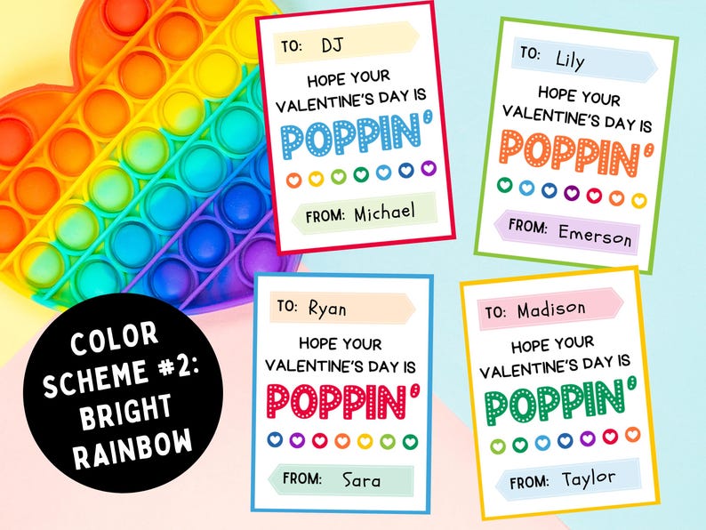 Classroom Valentine Cards -- Perfect to Pair With Pop Its & Fidget Toys ...