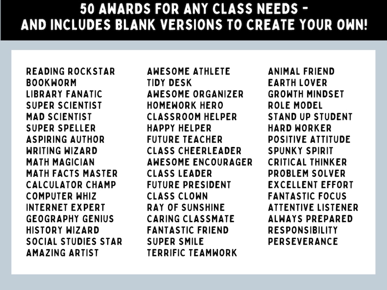 Editable Classroom Awards -- Customizable End of Year Student ...