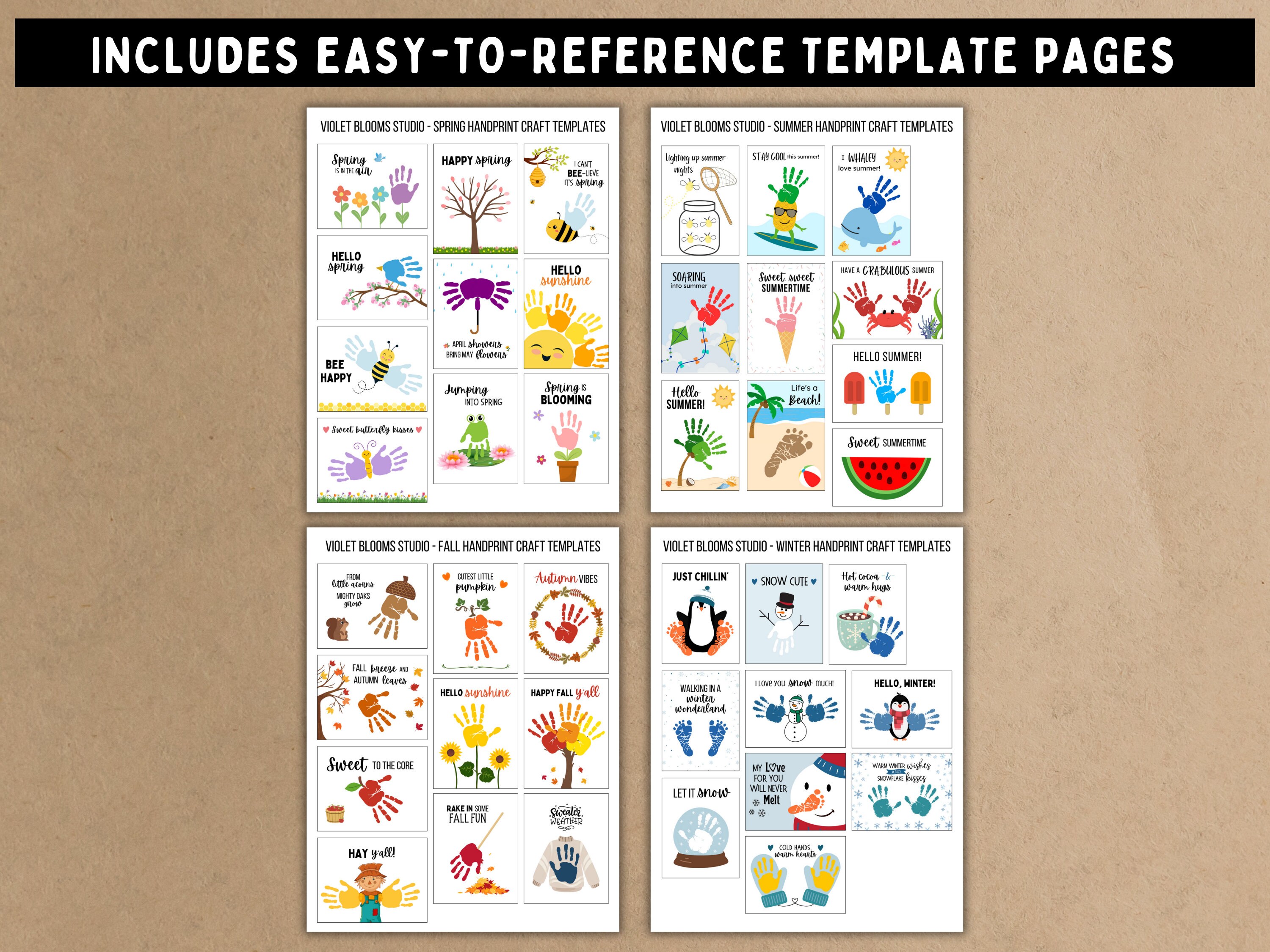 40 Seasonal Handprint & Footprint Craft Bundle Printable DIY Craft ...