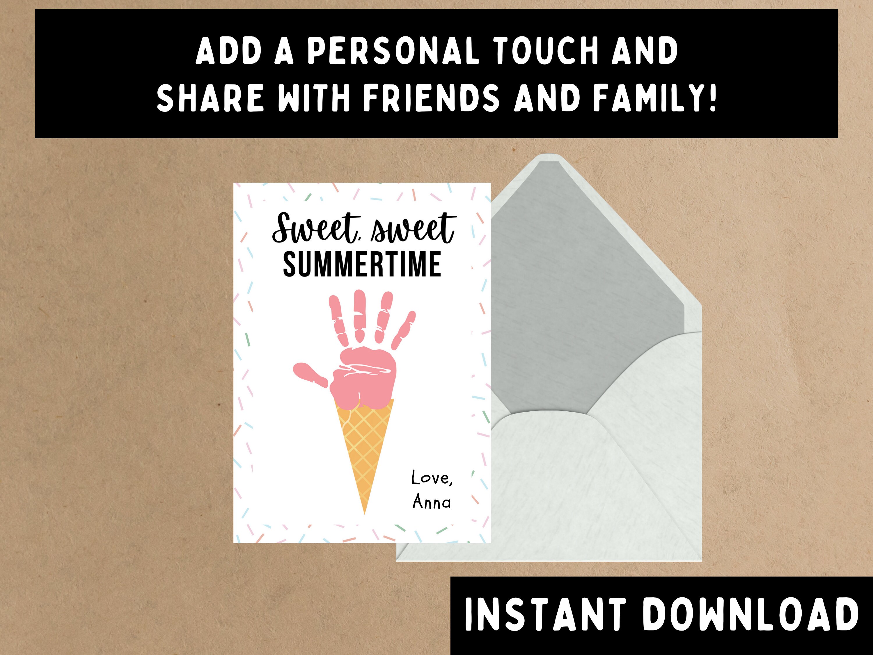 Summer Ice Cream Handprint Craft Printable DIY Art Activity for Kids ...