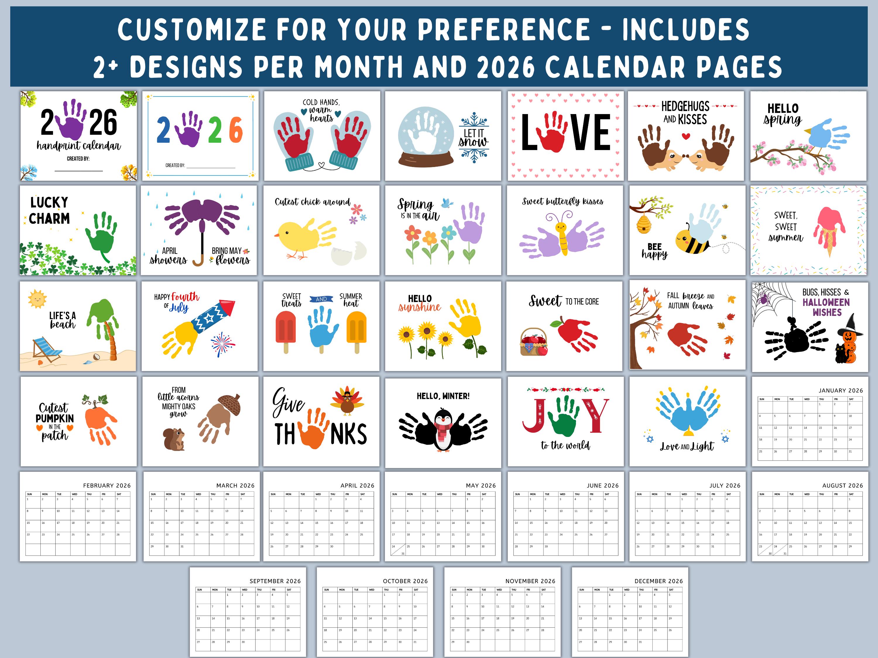 2026 Printable Handprint Calendar Craft - DIY Keepsake and Gift From ...