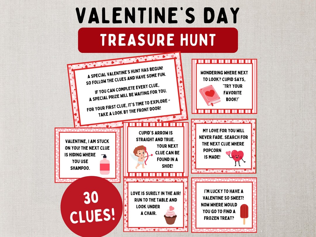 Valentine's Day Treasure Hunt -- Scavenger Hunt for Kids & Family ...