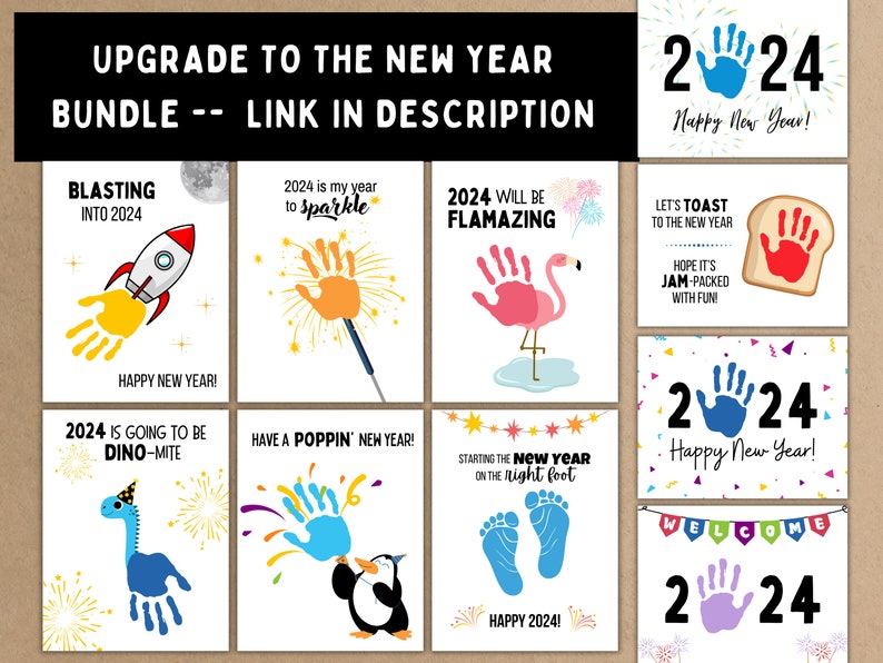 2024 New Year Handprint Craft Printable DIY Handprint Activity Happy ...