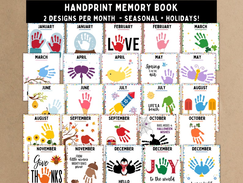 Handprint Memory Book Printable Handprint Craft Monthly Handprint Art ...