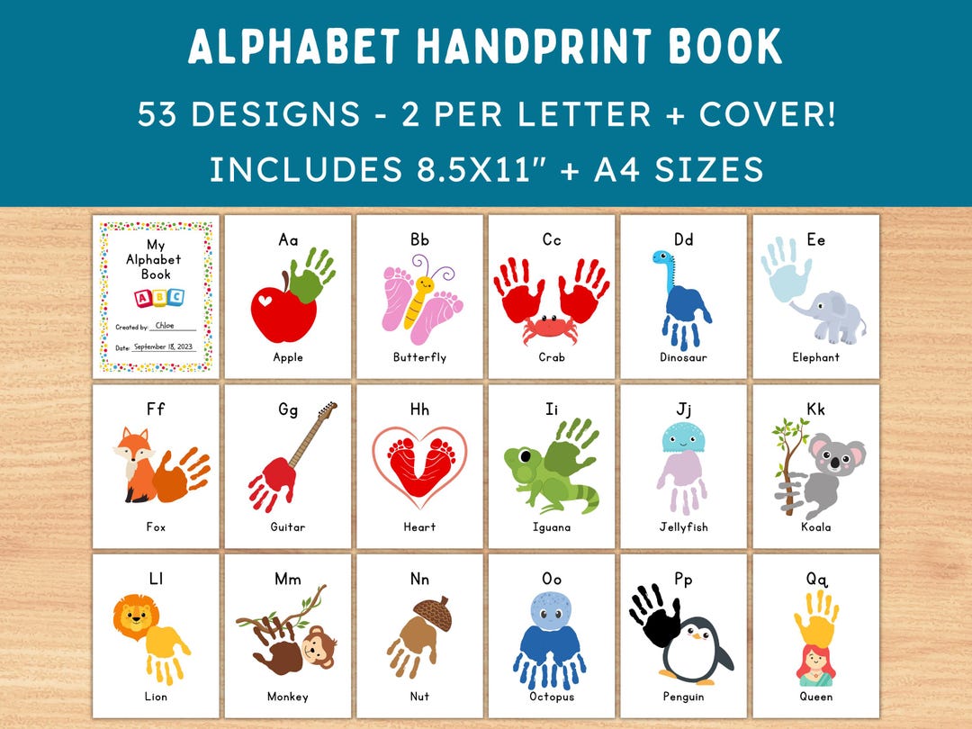 Alphabet Handprint Book -- ABC Craft Bundle -- A-Z Art Activity for ...