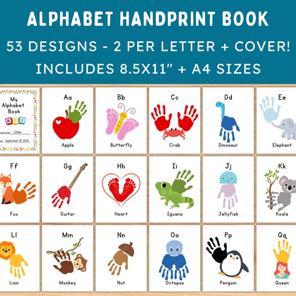 Alphabet Footprint Book Template - Etsy