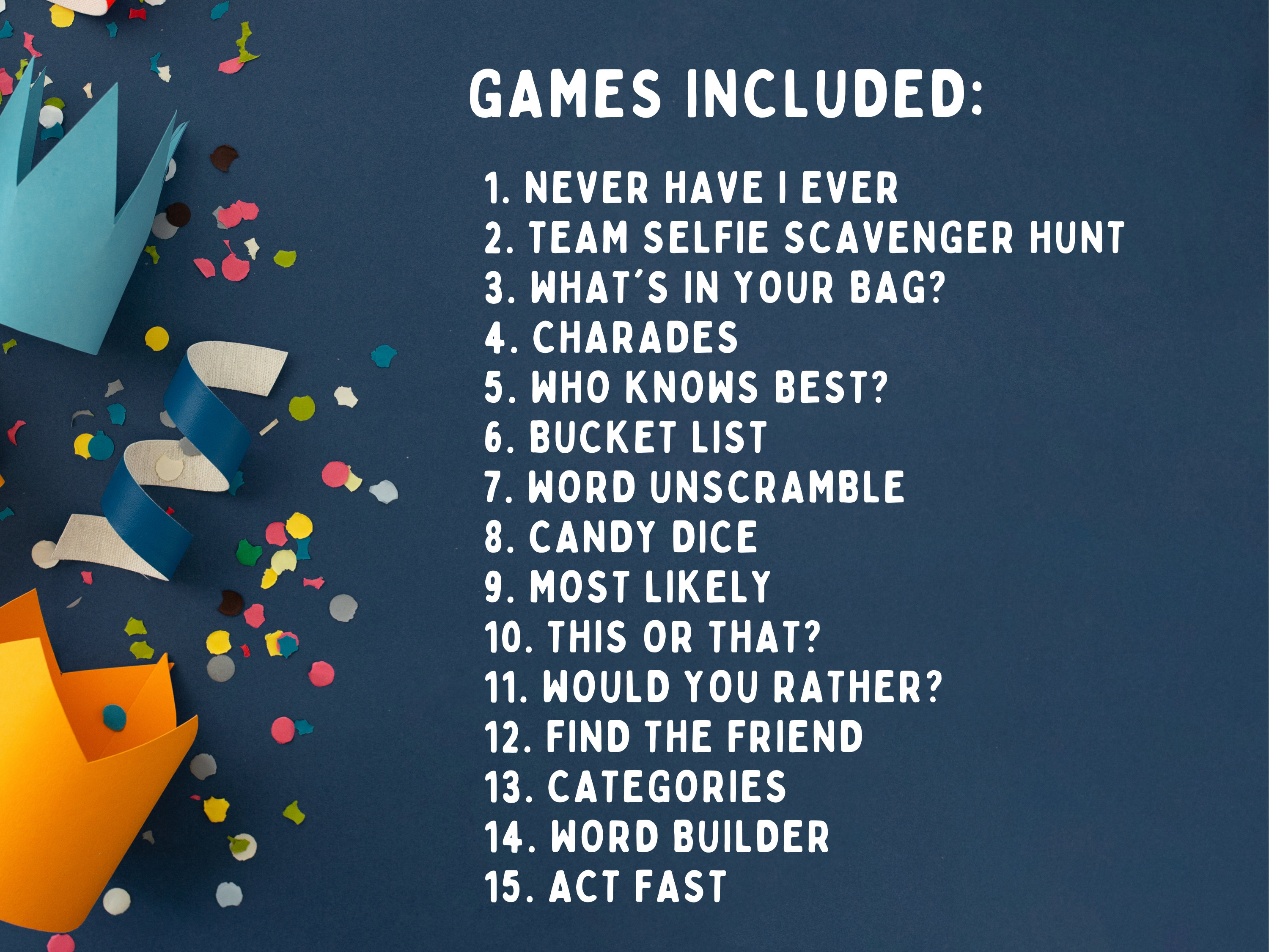 Kids Party Games Printable Sleepover Games for Boys or Girls Boys or ...