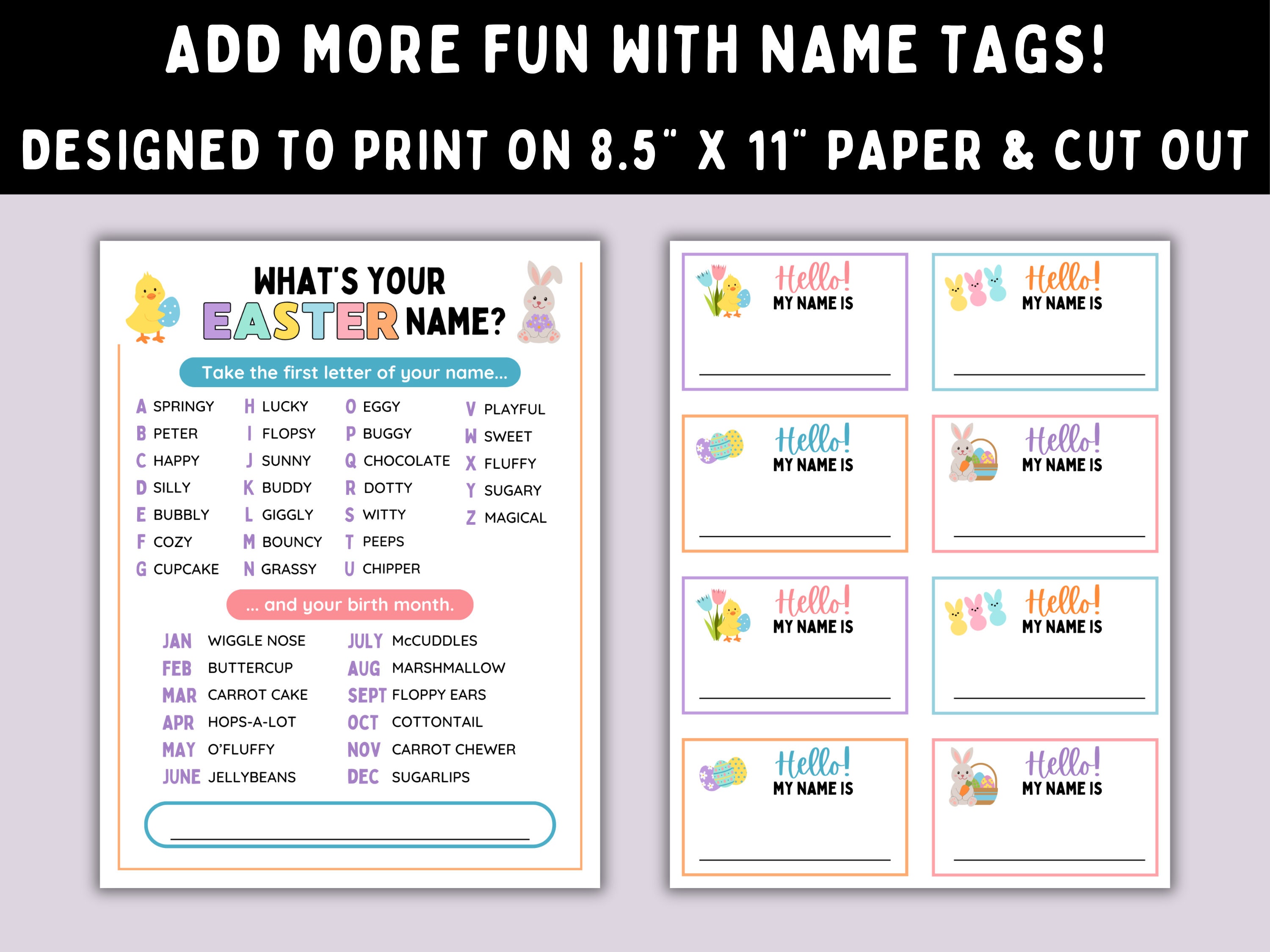 Easter Funny Name Game Printable Easter Party Game Easter Activities ...