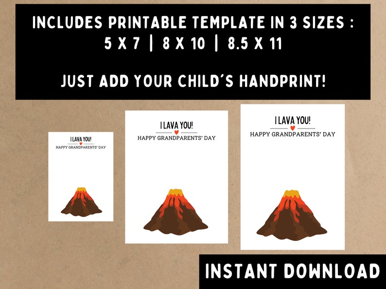 Grandparents' Day Volcano Handprint Craft -- I Lava You -- Printable ...