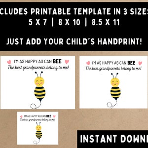 Grandparents Bee Handprint Craft -- Printable DIY Best Grandparents Art ...