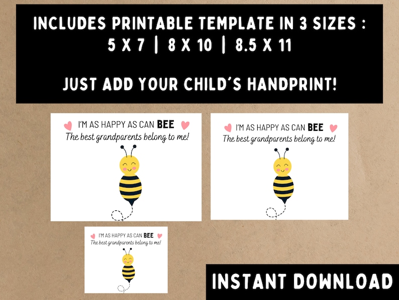 Grandparents Bee Handprint Craft -- Printable DIY Best Grandparents Art ...