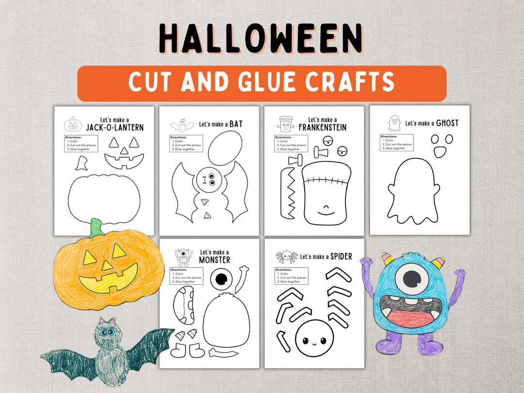 Halloween Cut and Glue Crafts -- Printable Halloween Craft Activities ...