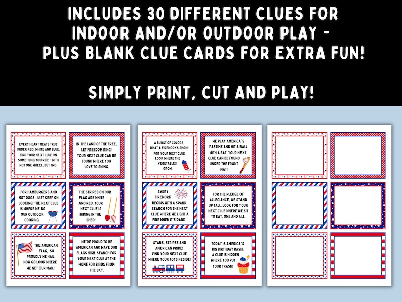 4th of July Treasure Hunt -- Printable Independence Day Scavenger ...