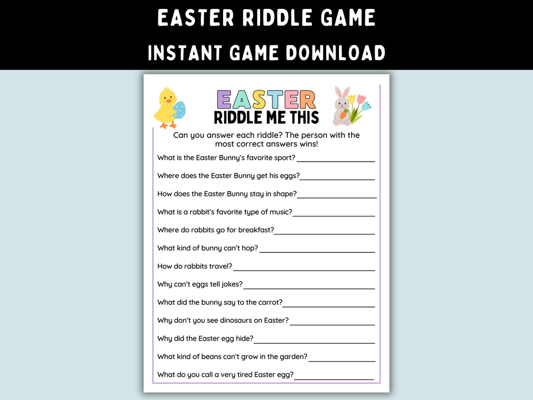 Easter Riddle Game -- Printable Easter Party Game -- Easter Activities ...