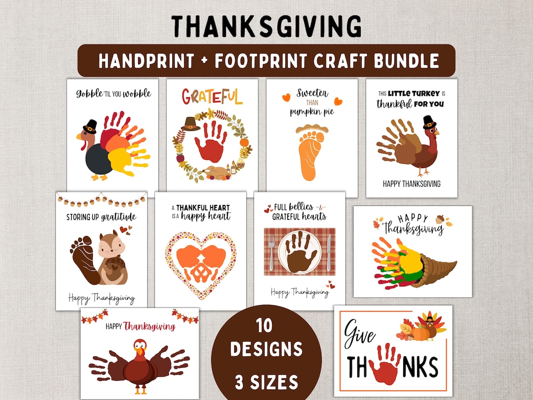Thanksgiving Handprint & Footprint Craft Bundle -- Printable DIY Turkey ...