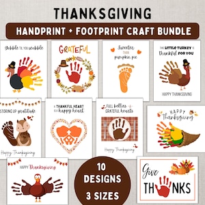 Thanksgiving Handprint & Footprint Craft Bundle -- Printable DIY Turkey ...