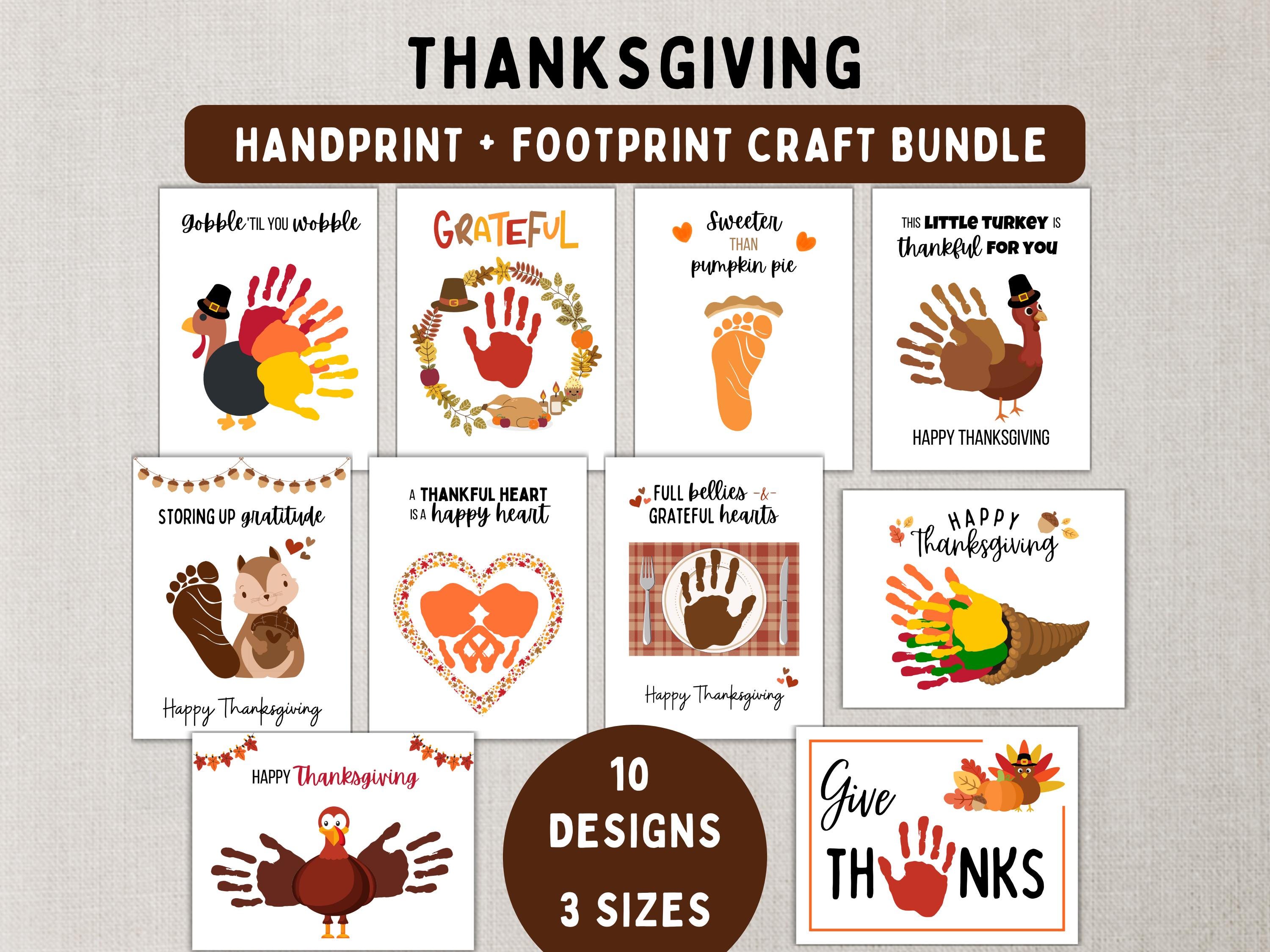 Thanksgiving Handprint & Footprint Craft Bundle -- Printable DIY Turkey ...