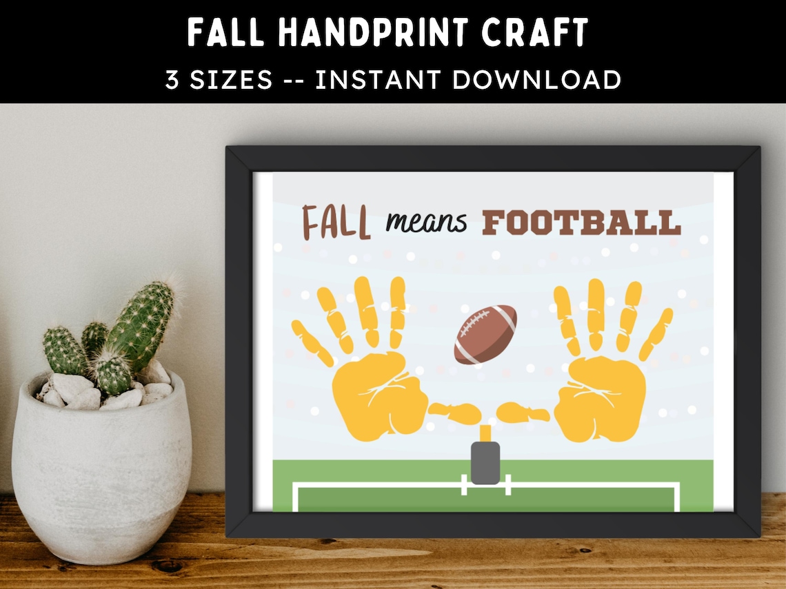 Fall Football Handprint Craft -- Printable DIY Autumn Handprint ...