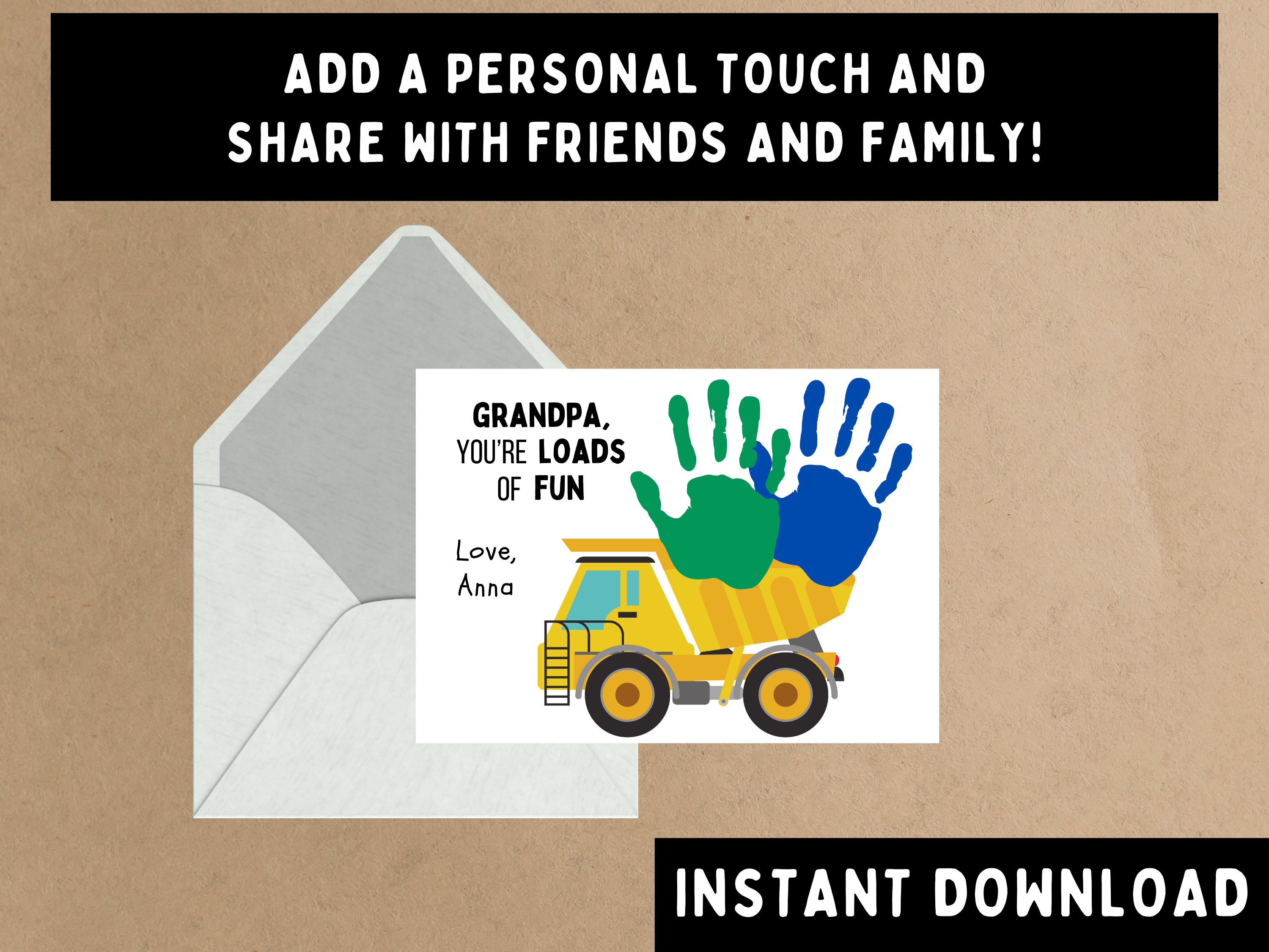 Grandpa Handprint Craft Construction Truck Handprint Printable DIY ...