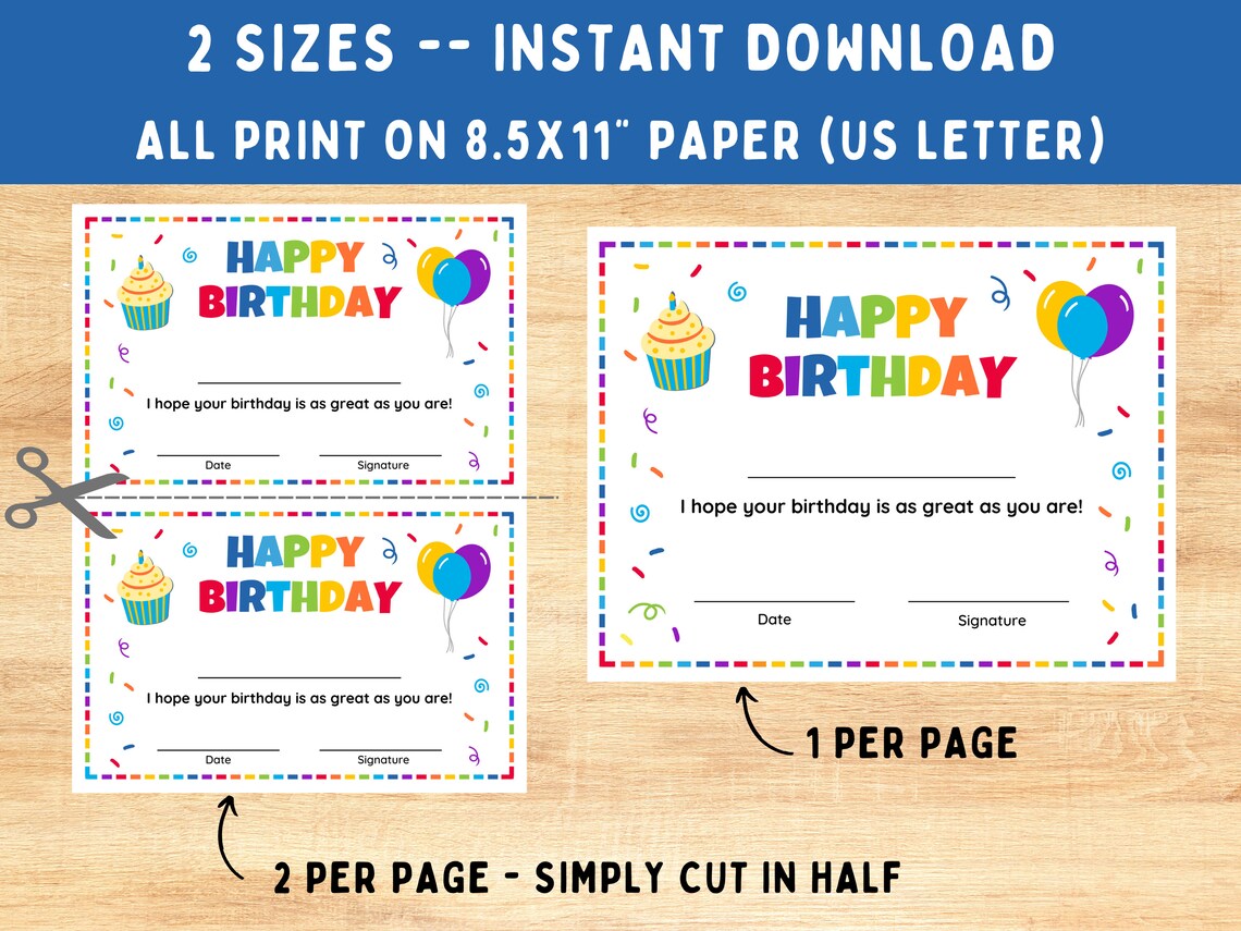 Printable Birthday Certificate Student Birthday Certificate School ...