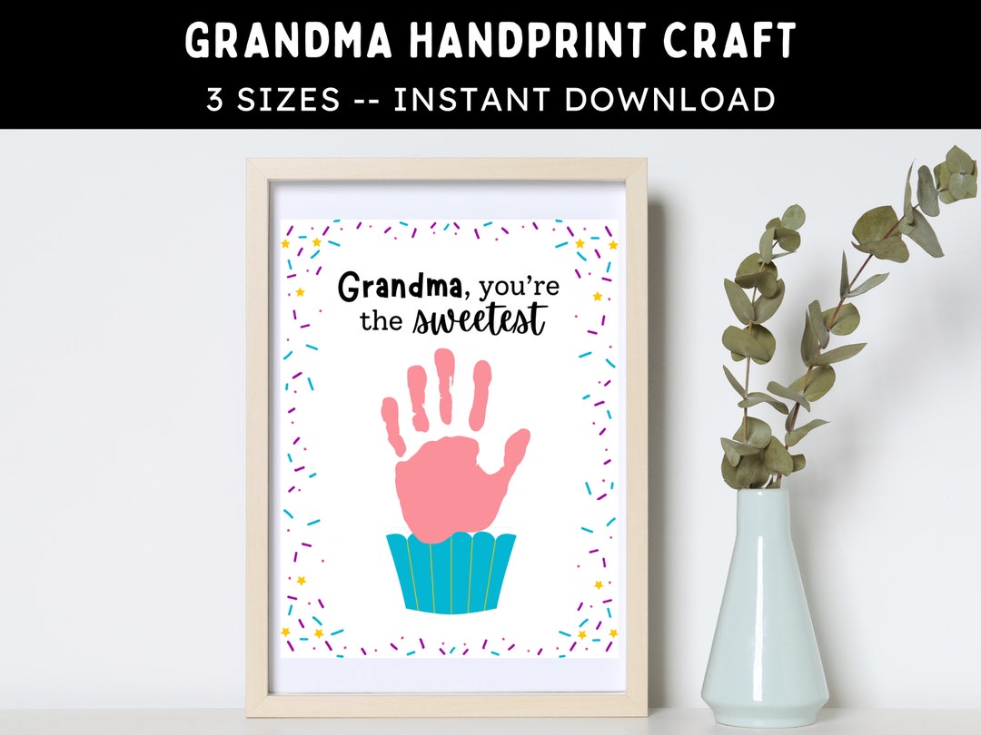 Sweet Grandma Handprint Craft -- Printable DIY Cupcake Art Activity for ...