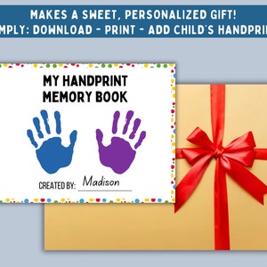 Handprint Memory Book - Printable Craft Keepsake for Kids, Toddlers and ...