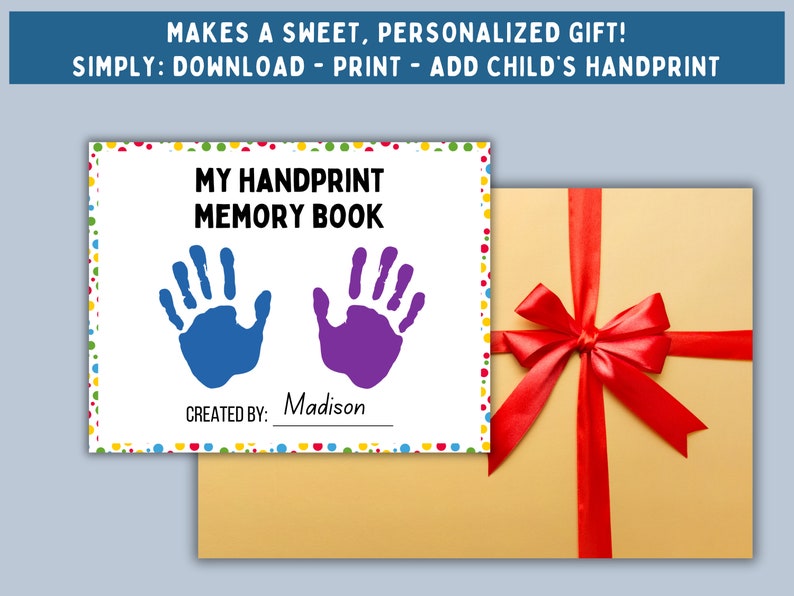Handprint Memory Book - Printable Craft Keepsake for Kids, Toddlers and ...