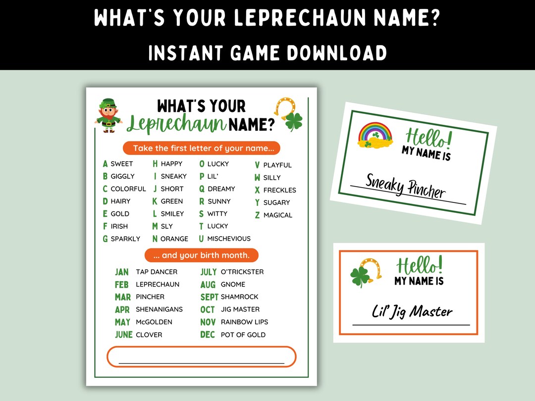 Leprechaun Name Generator Funny St Patrick's Day Party for Kids, Teens ...