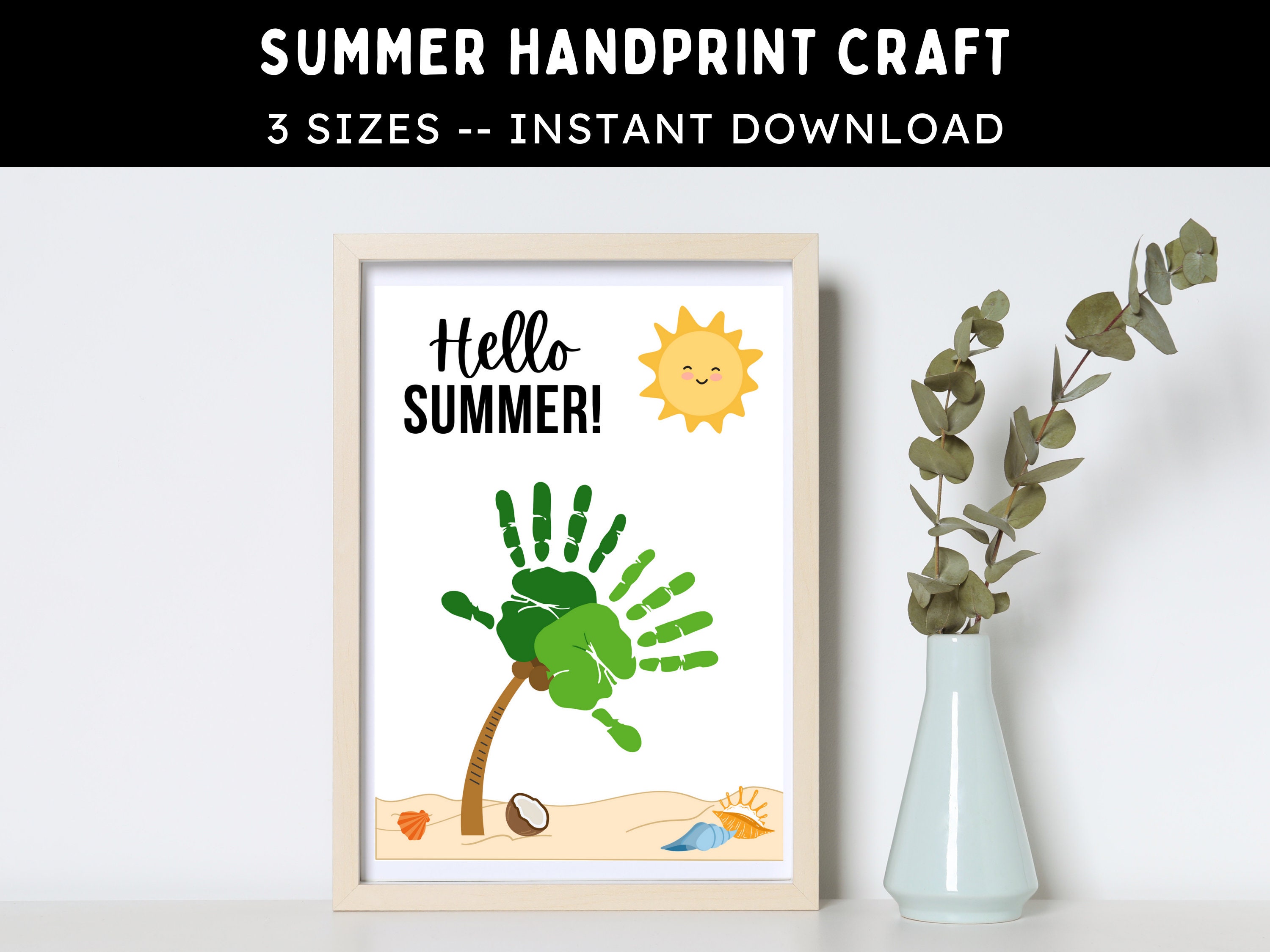 Summer Palm Tree Handprint Craft Printable DIY Summer Craft Activity ...