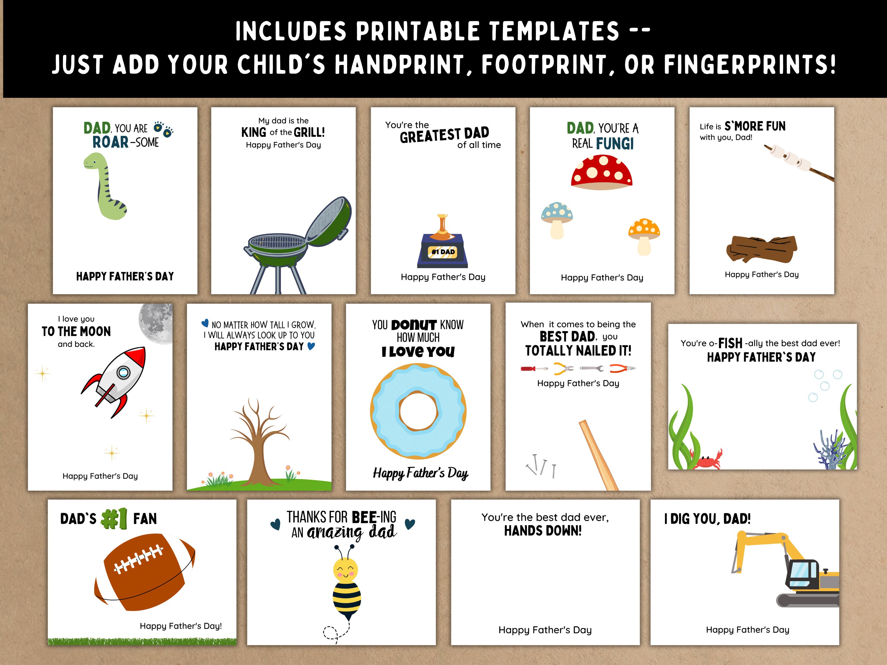 Father's Day Handprint, Footprint and Fingerprint Craft Bundle ...