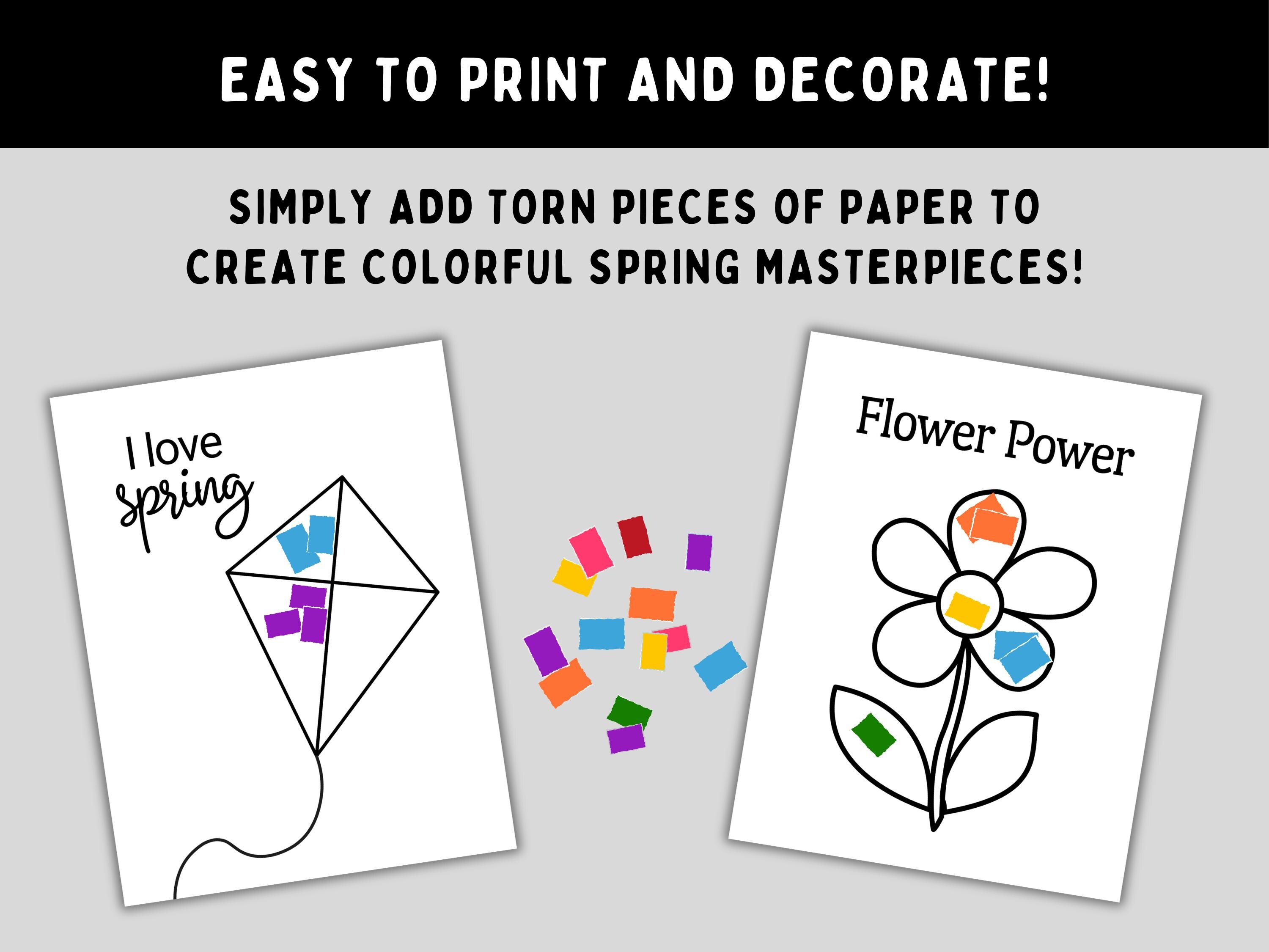 Spring Cut and Paste Paper Crafts -- Printable Torn Paper Art ...