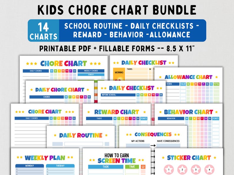 Editable Kids Chore & Routine Chart Bundle - Weekly and Daily ...