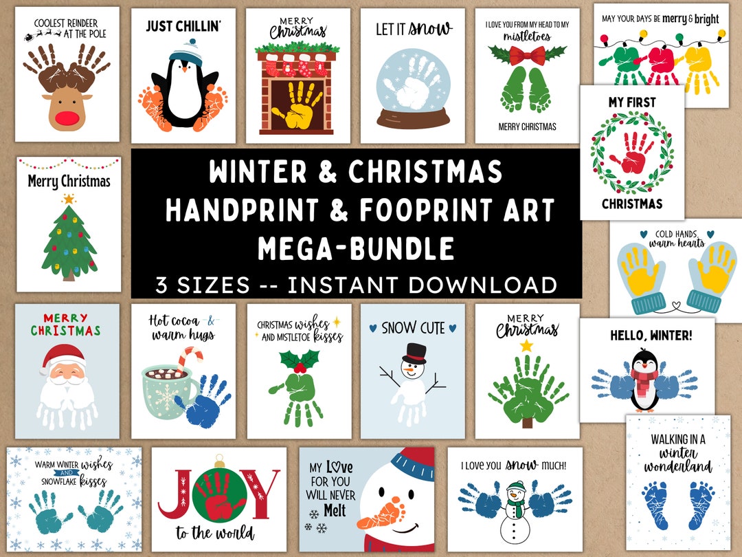 20 Winter and Christmas Handprint and Footprint Craft Bundle Printable ...
