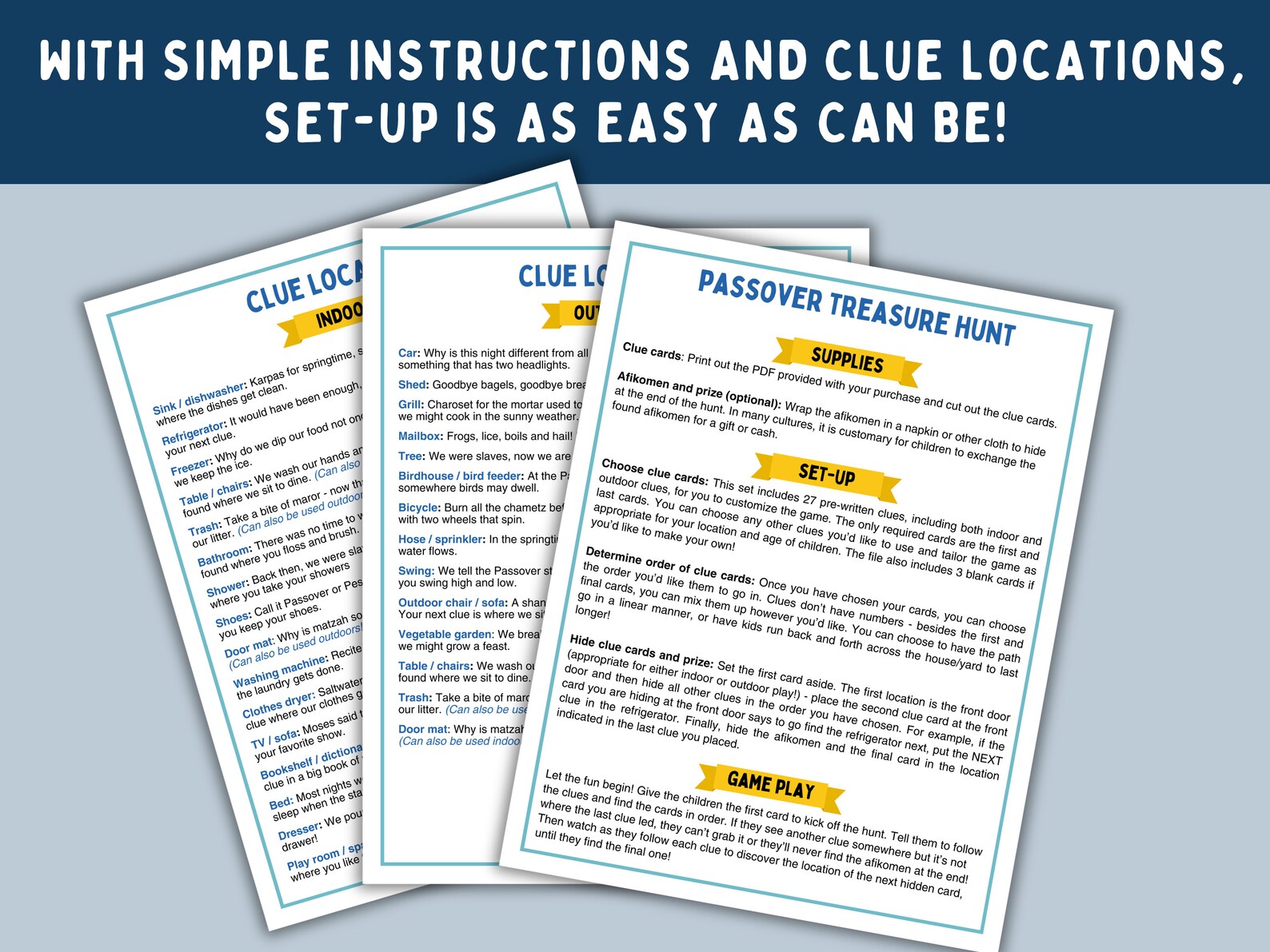 Passover Afikomen Treasure Hunt Printable Passover Scavenger Hunt Seder ...