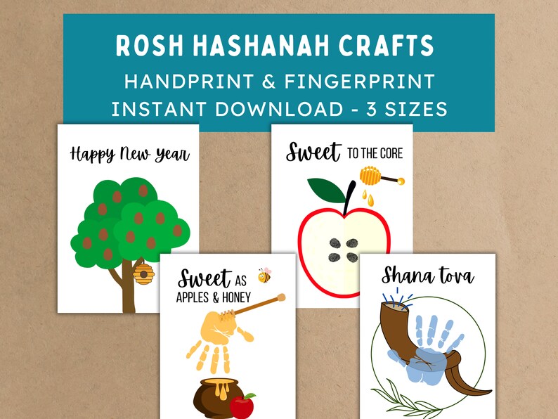 Rosh Hashanah Handprint & Fingerprint Craft Bundle - Printable Jewish ...