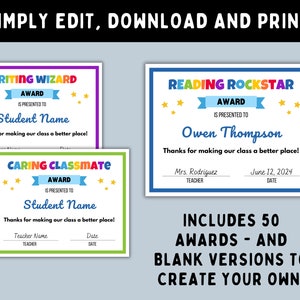 Editable Classroom Awards -- Customizable End of Year Student ...