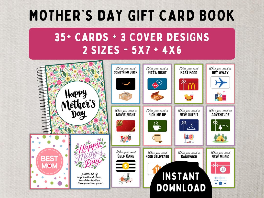 Mother's Day Gift Card Book - Printable Gift Card Holder for Mom ...