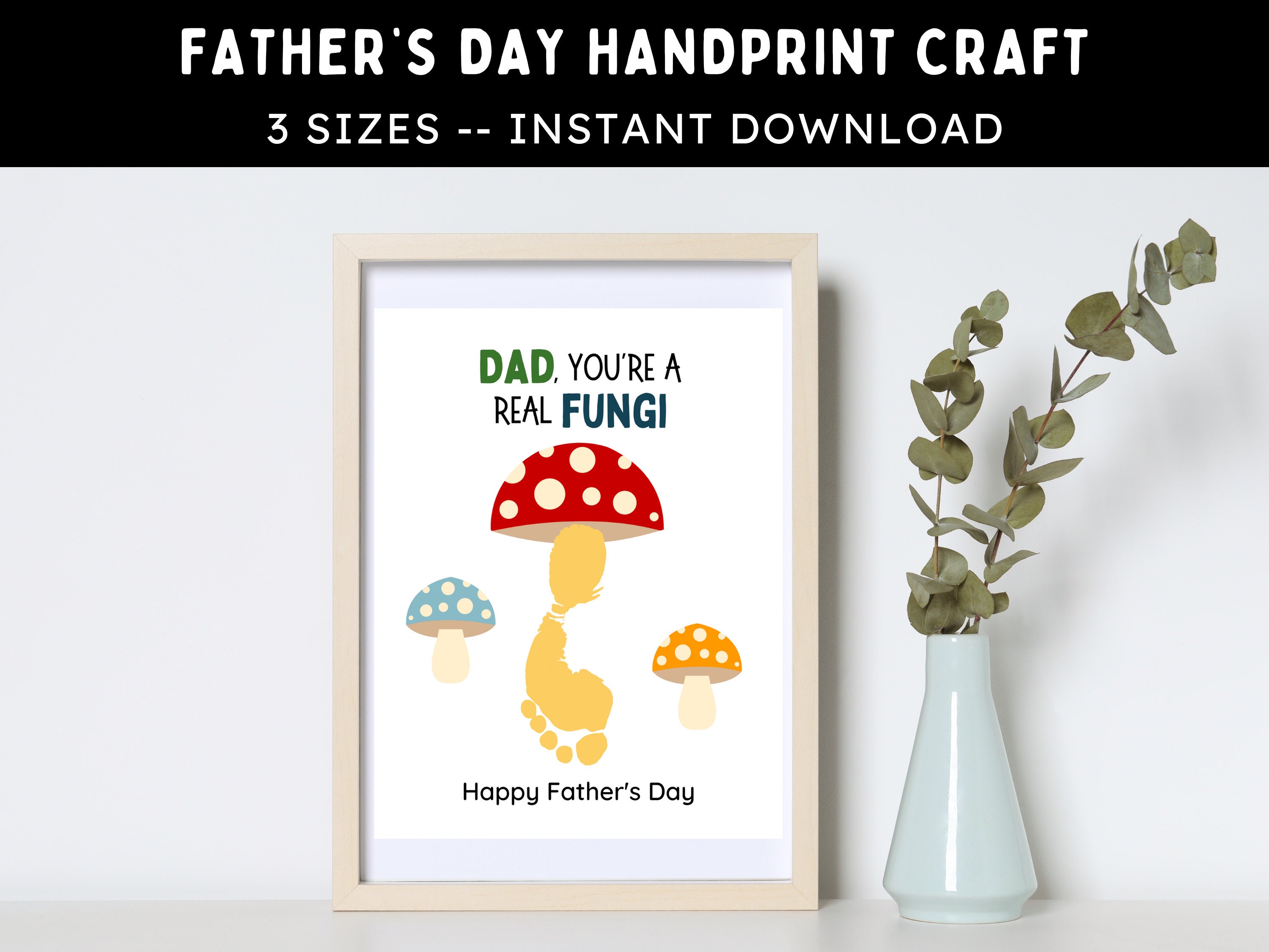 Father's Day Mushroom Handprint Craft Printable DIY Handprint Activity ...